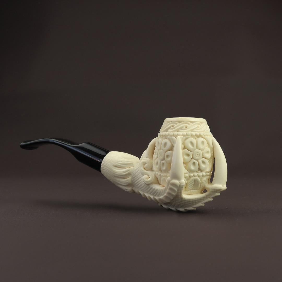 Ornate Claw Pipe Block Meerschaum,handmade Brand New Custom Made Case ...