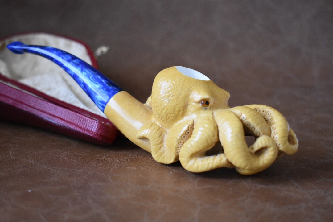 Octopus Figure Pipe Handmade New Block Meerschaum,w Custom Made Case773 ...