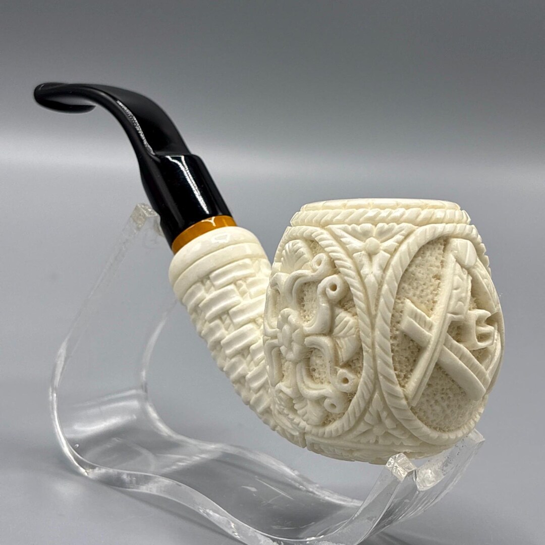 Fat Ornate Masonic Emblem Apple Shape Pipe,block Meerschaum,handmade ...