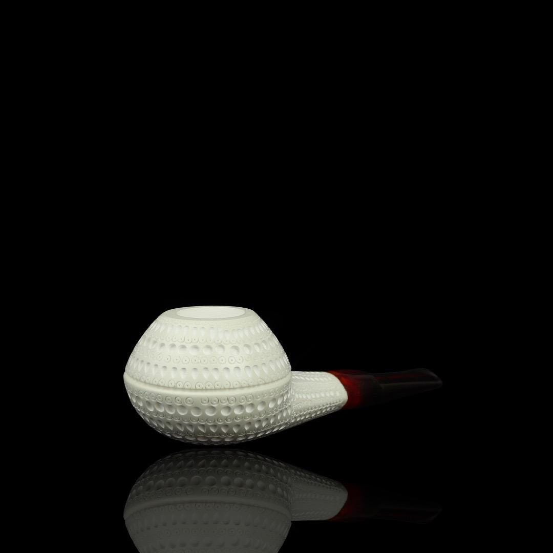 Lattice Design Squat Rhodesian Shape Pipe New Handmade Block Meerschaum ...