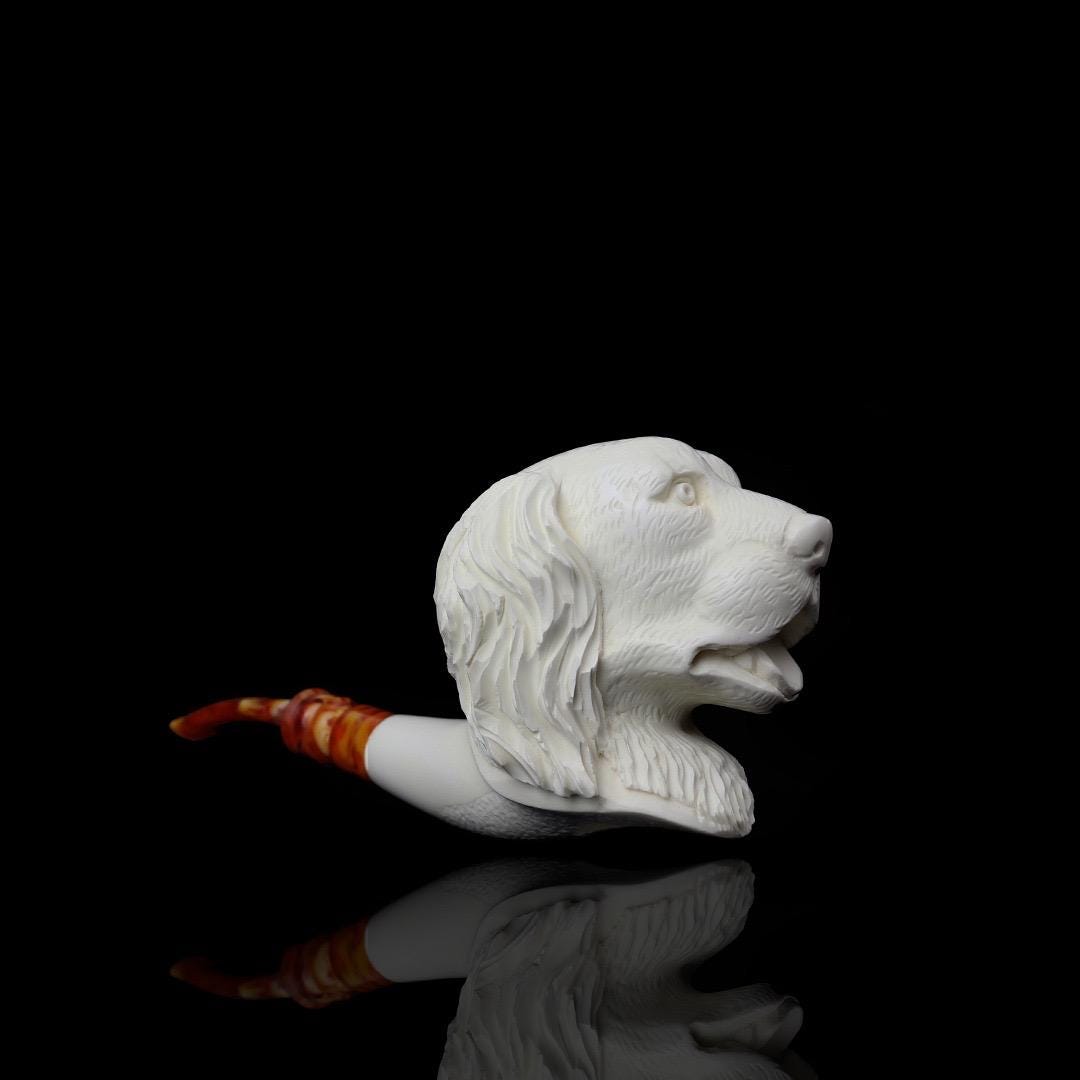 Kenan XL Size Dog Figure Pipe Block Meerschaum,handmade W Custom Made ...