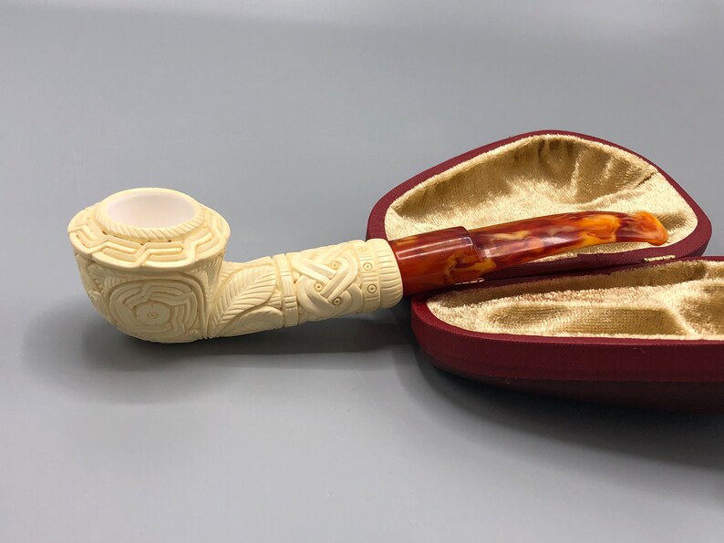 Ornate Design Rhodesian Shape Pipe,handmade Block Meerschaum,w Custom ...