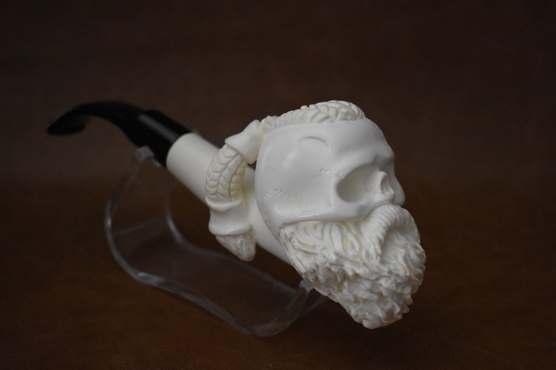 Large Size Ragnar Skull Pipe and Tamper New Pipe Block Meerschaum ...