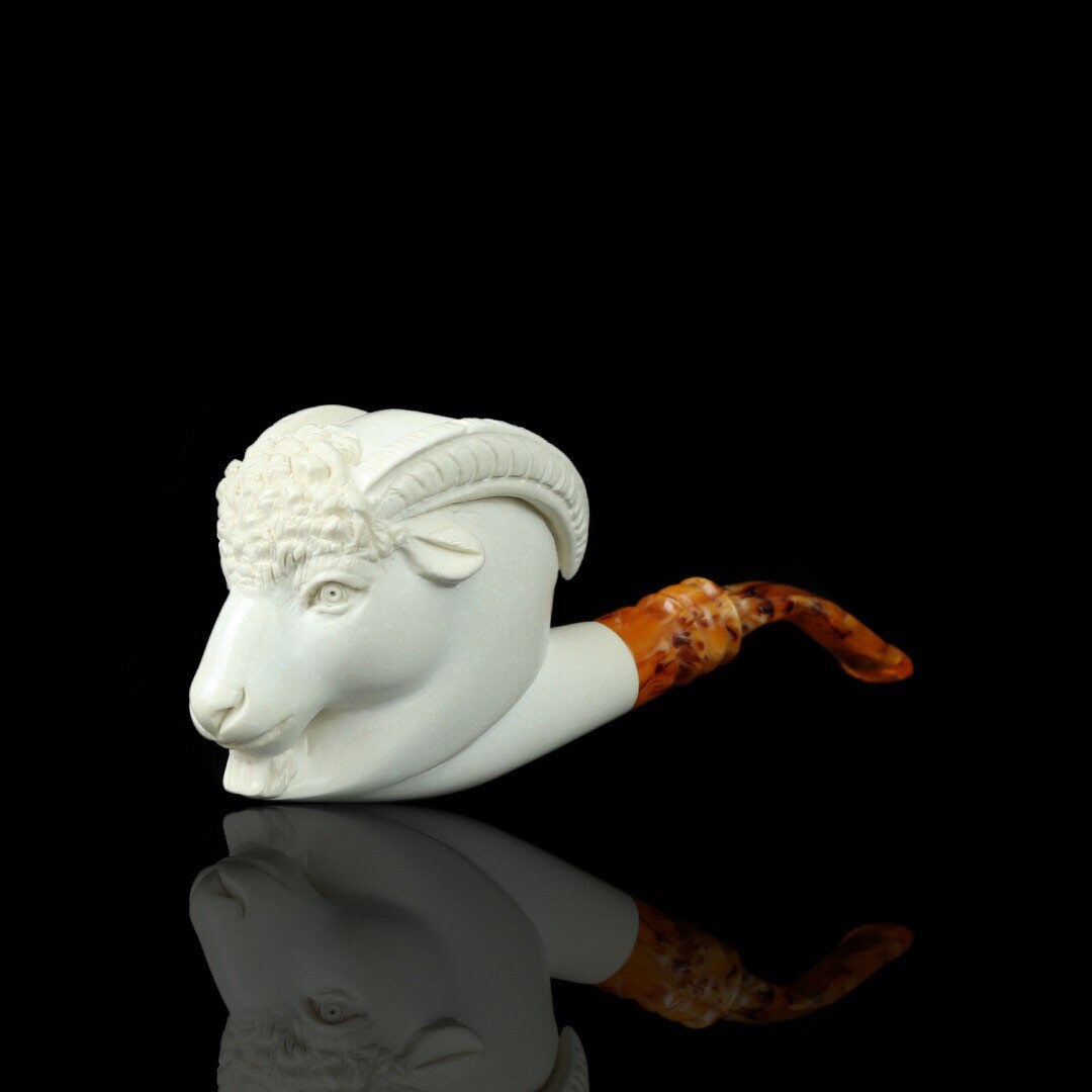 Masonic Goat Figure Pipe Handmade Block Meerschaum,w Custom Made ...