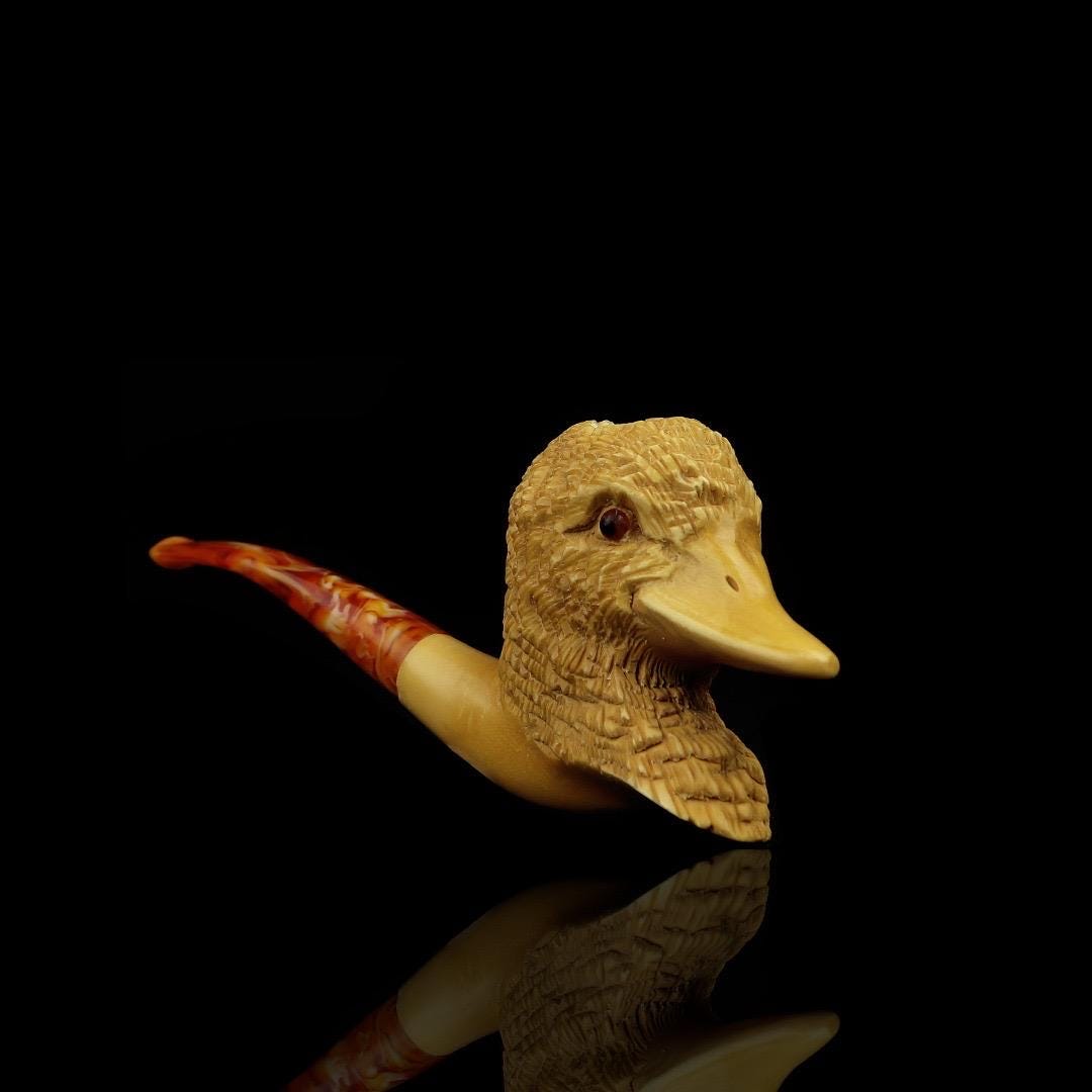 Wild Duck Pipe W Glass Eyes Meerschaum Smoking Pipe New Handmade Block ...