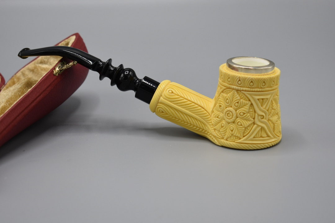 Ornate Volcano Shape Pipe With Silver Wearings Handmade Block ...