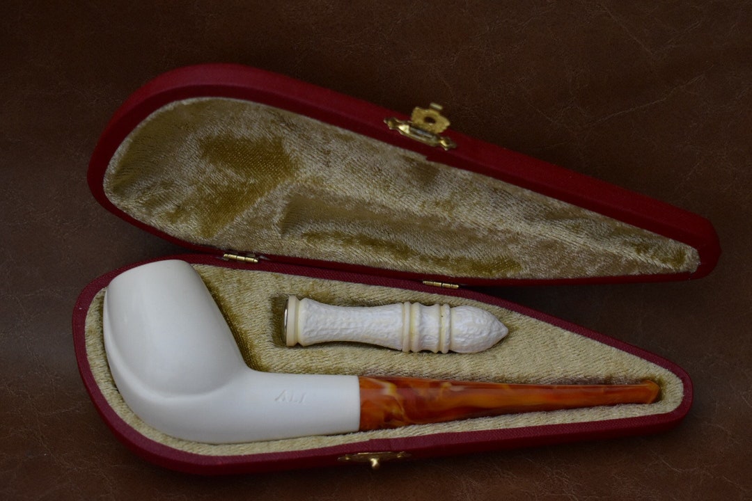 Smooth Zulu Shape Pipe,handmade Block Meerschaum,w Custom Made Case318 ...