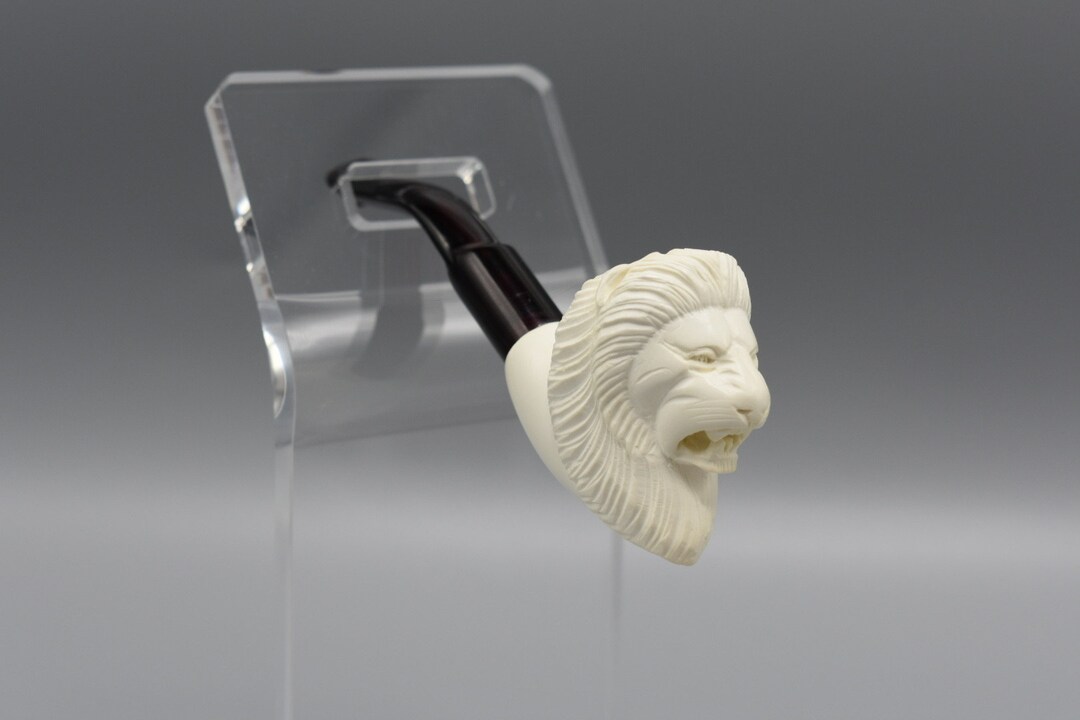 Lion Figure Pipe for a Few Puffs Pipe-block Meerschaum-handcarved-new ...