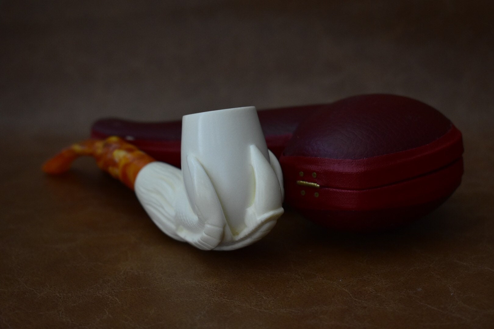 Smooth Finish Eagle Claw Pipe,handmade Block Meerschaum,w Custom Made ...