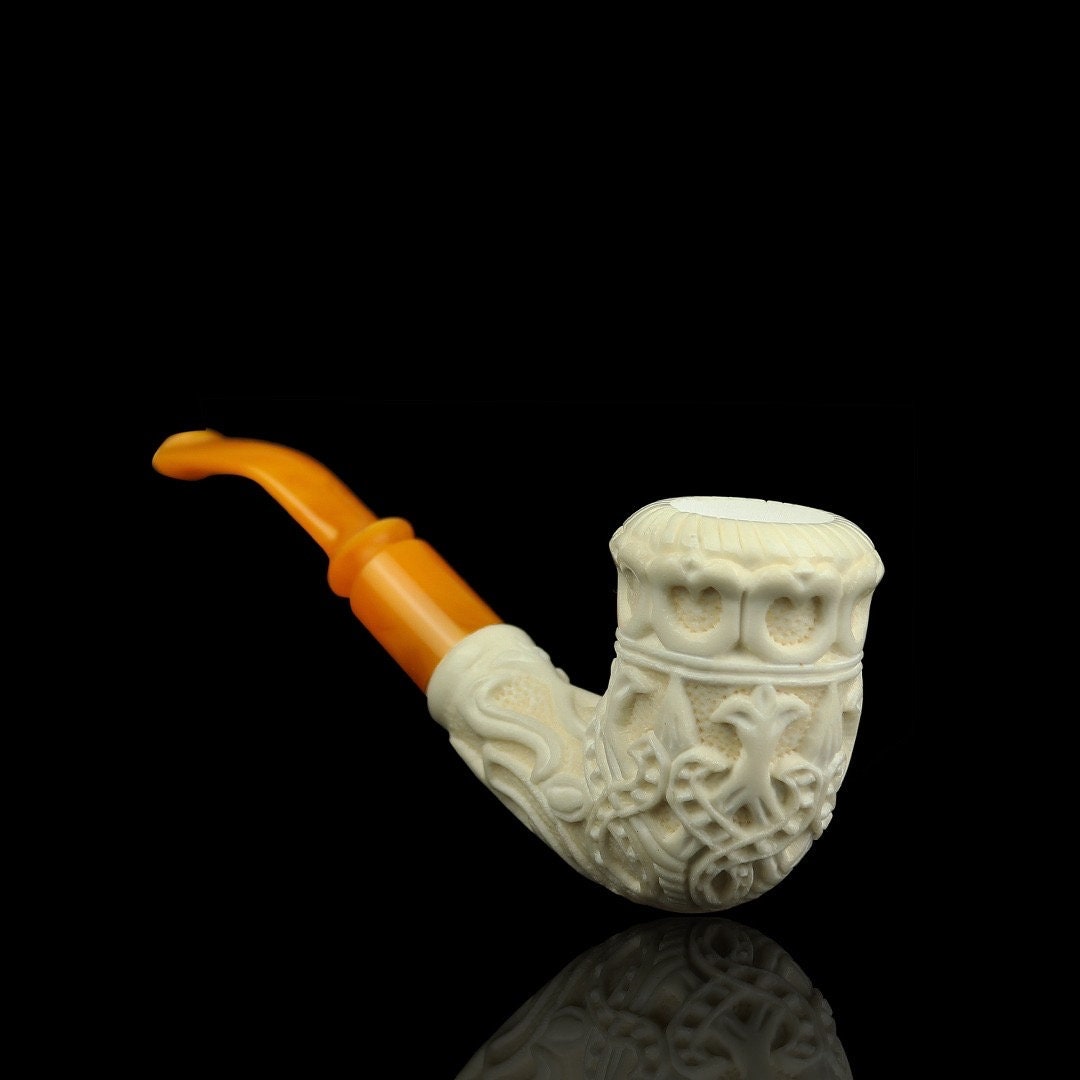Deep Carving Tulip Pipe Block Meerschaum,handmade W Custom Made Case ...