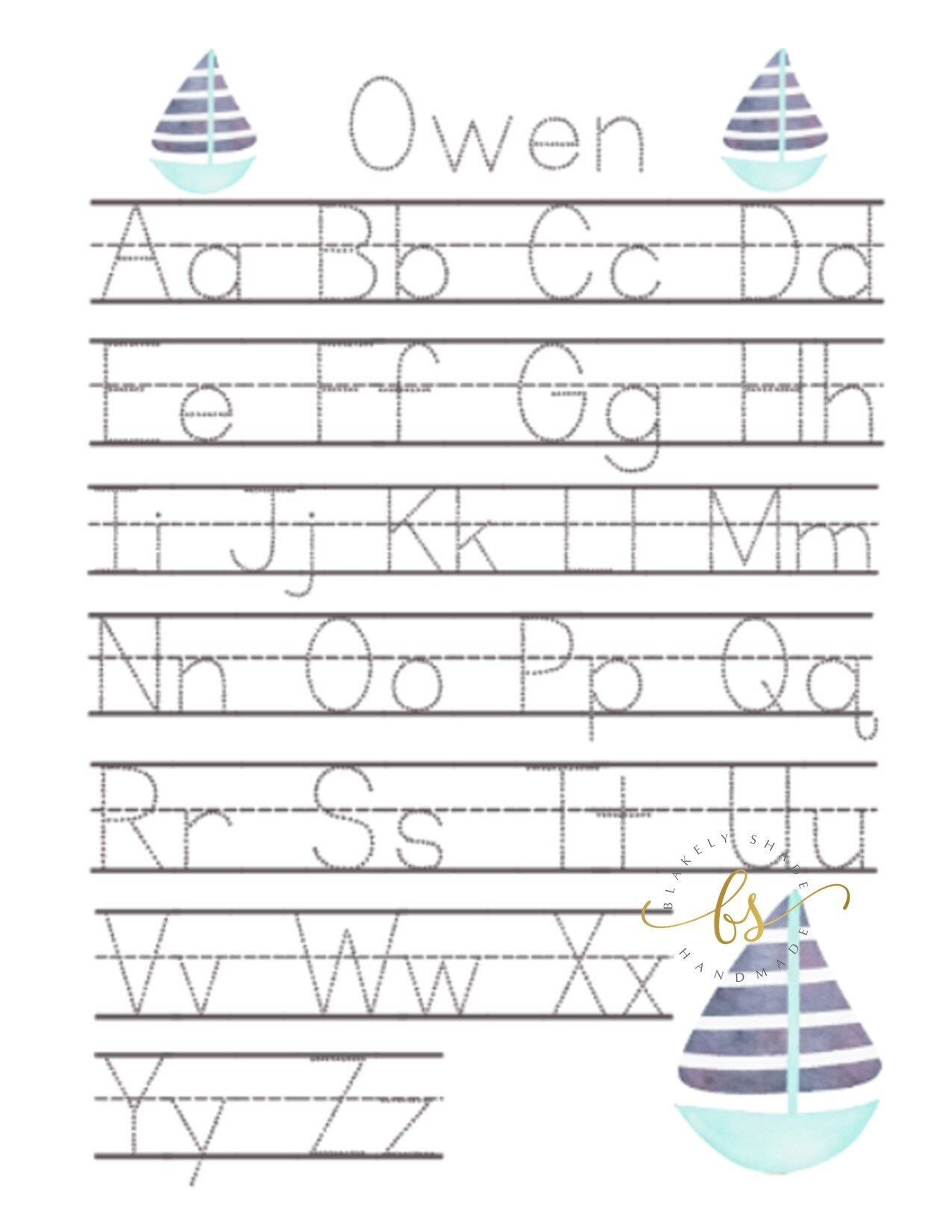 Sailboat Alphabet Dry Erase Board 9 x 12 | Etsy