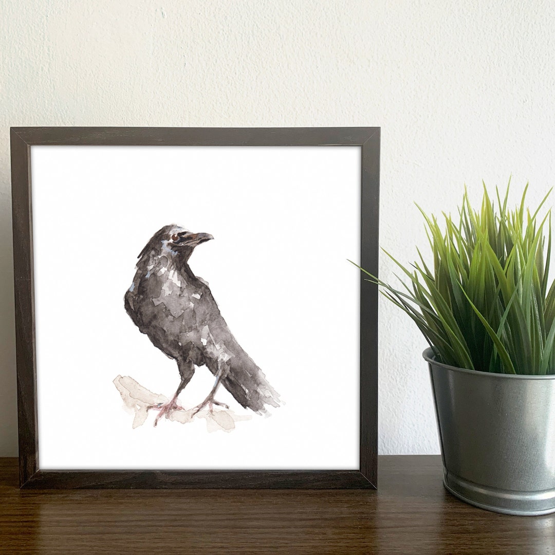 Raven Watercolor Art Print, Raven Print, Wildlife Gift, Raven Bird Wall ...