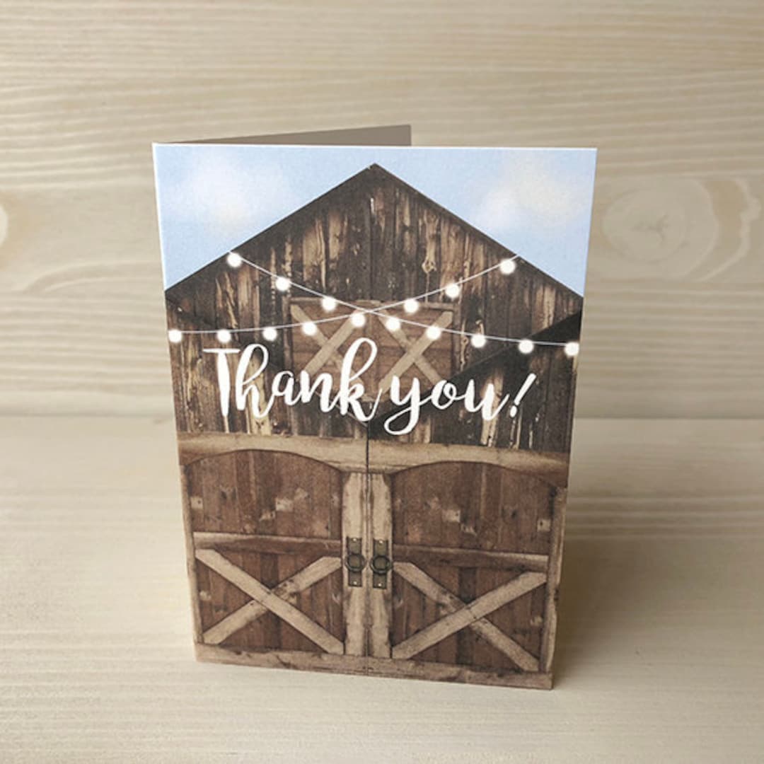 Rustic Barn Thank You Card Bridal Shower Thank You Wedding - Etsy