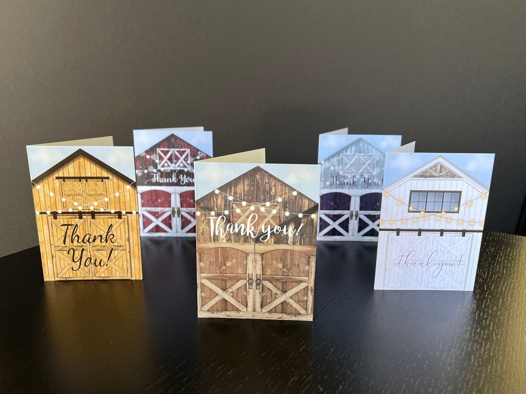 Rustic Barn Thank You Card • Bridal Shower Thank You • Wedding Thank ...