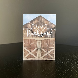 Rustic Barn Thank You Card • Bridal Shower Thank You • Wedding Thank ...