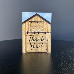 Rustic Barn Thank You Card • Bridal Shower Thank You • Wedding Thank ...
