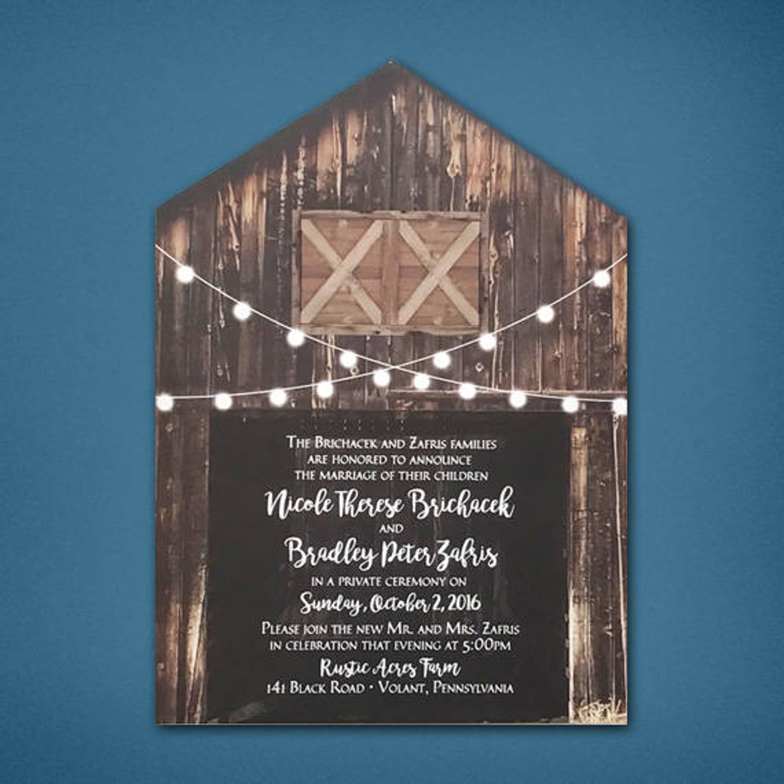 Rustic Wooden Doorless Barn Wedding Invitation 2 Sided Barn - Etsy