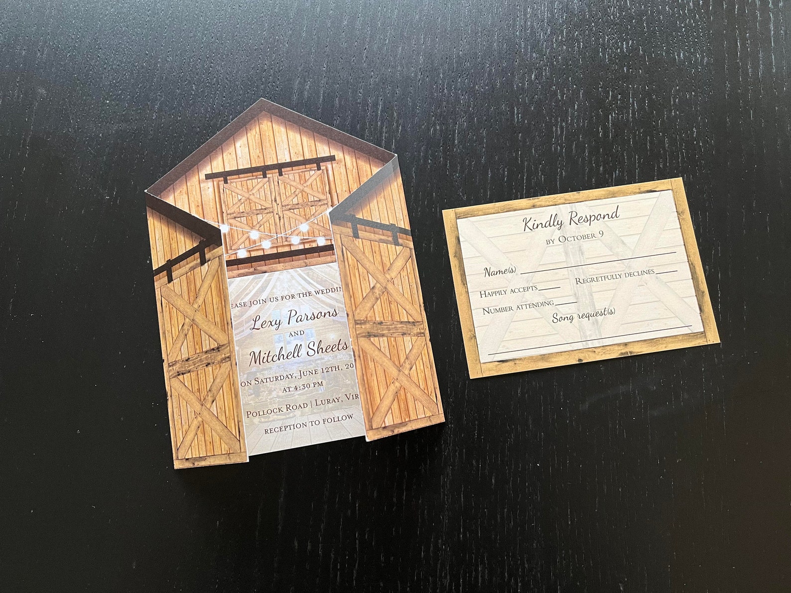 Elegant Rustic Barn Wedding Invitation With Folding Doors and - Etsy