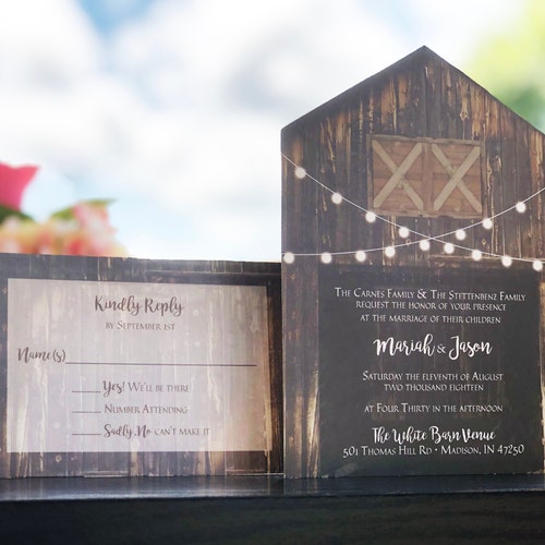 Rustic Wooden Doorless Barn Wedding Invitation 1 Sided Barn - Etsy