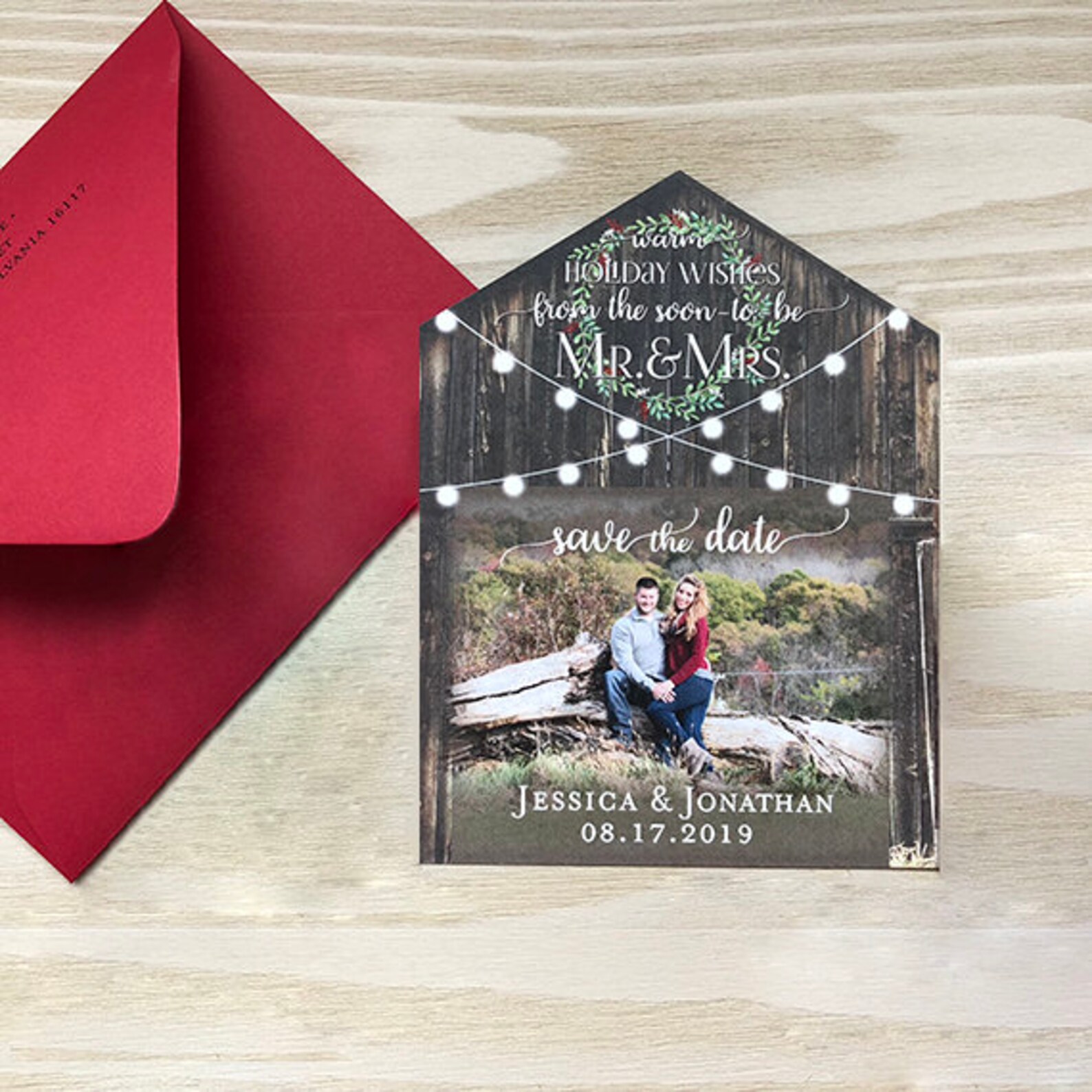 Rustic Christmas Barn Photo Save the Date & Holiday Card Without Doors ...