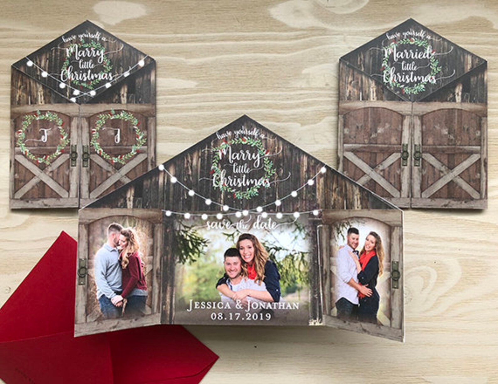 Rustic Christmas Barn Photo Save the Date & Holiday Card • Rustic Barn ...