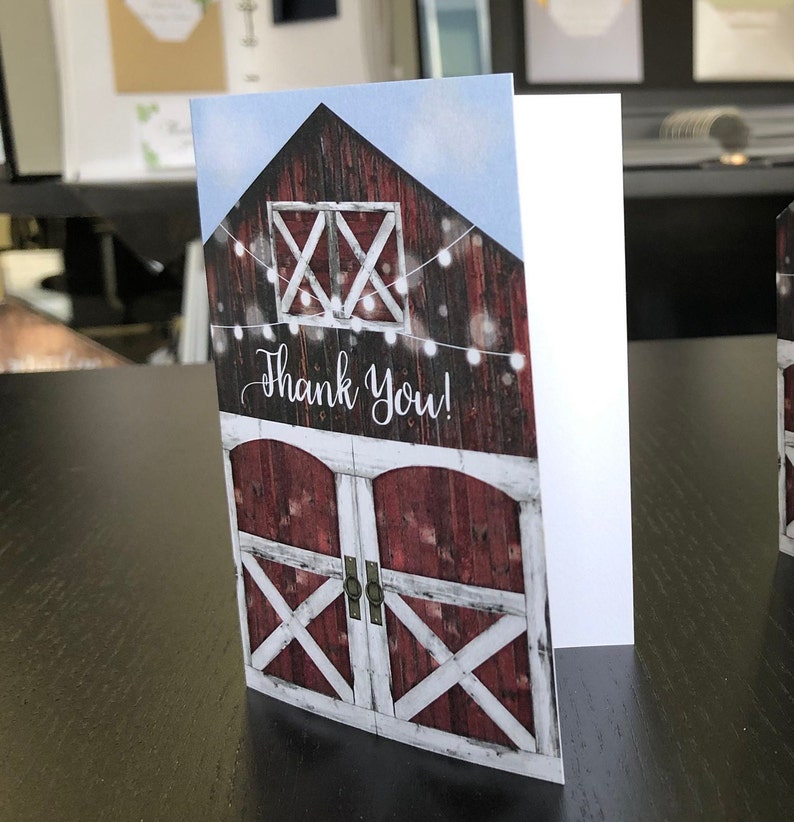 Rustic Barn Thank You Card Bridal Shower Thank You Wedding - Etsy