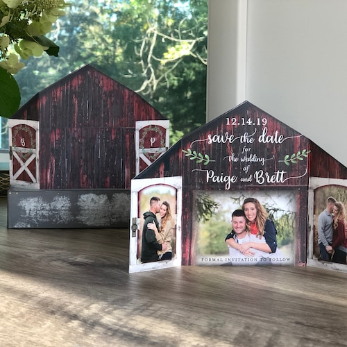 Rustic Barn Photo Save the Date With Folding Doors Country - Etsy