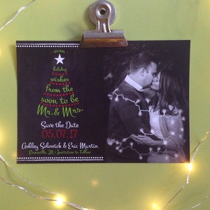 Warm Holiday Wishes Christmas Tree Photo Save the Date Holiday Card ...