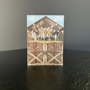 Rustic Barn Thank You Card • Bridal Shower Thank You • Wedding Thank ...