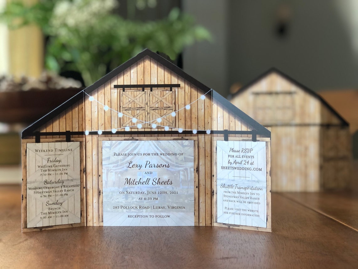 Elegant Rustic Barn Wedding Invitation With Folding Doors and - Etsy