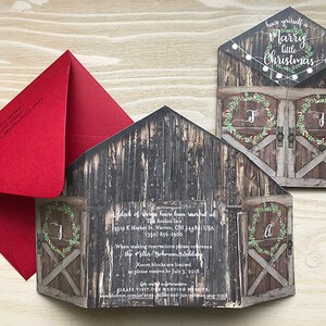 Rustic Christmas Barn Photo Save the Date & Holiday Card • Rustic Barn ...