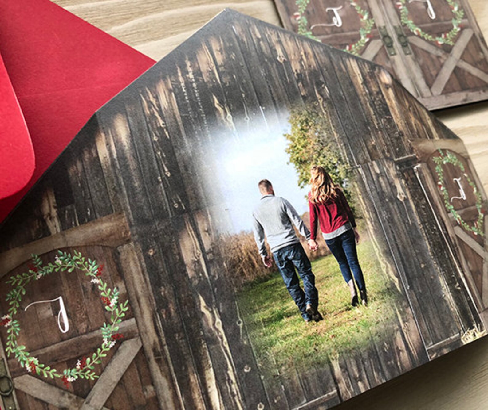 Rustic Christmas Barn Photo Save the Date & Holiday Card • Rustic Barn ...