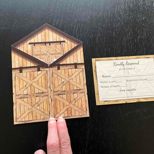 Elegant Rustic Barn Wedding Invitation With Folding Doors and Strings ...