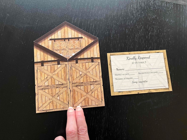 Elegant Rustic Barn Wedding Invitation With Folding Doors and - Etsy