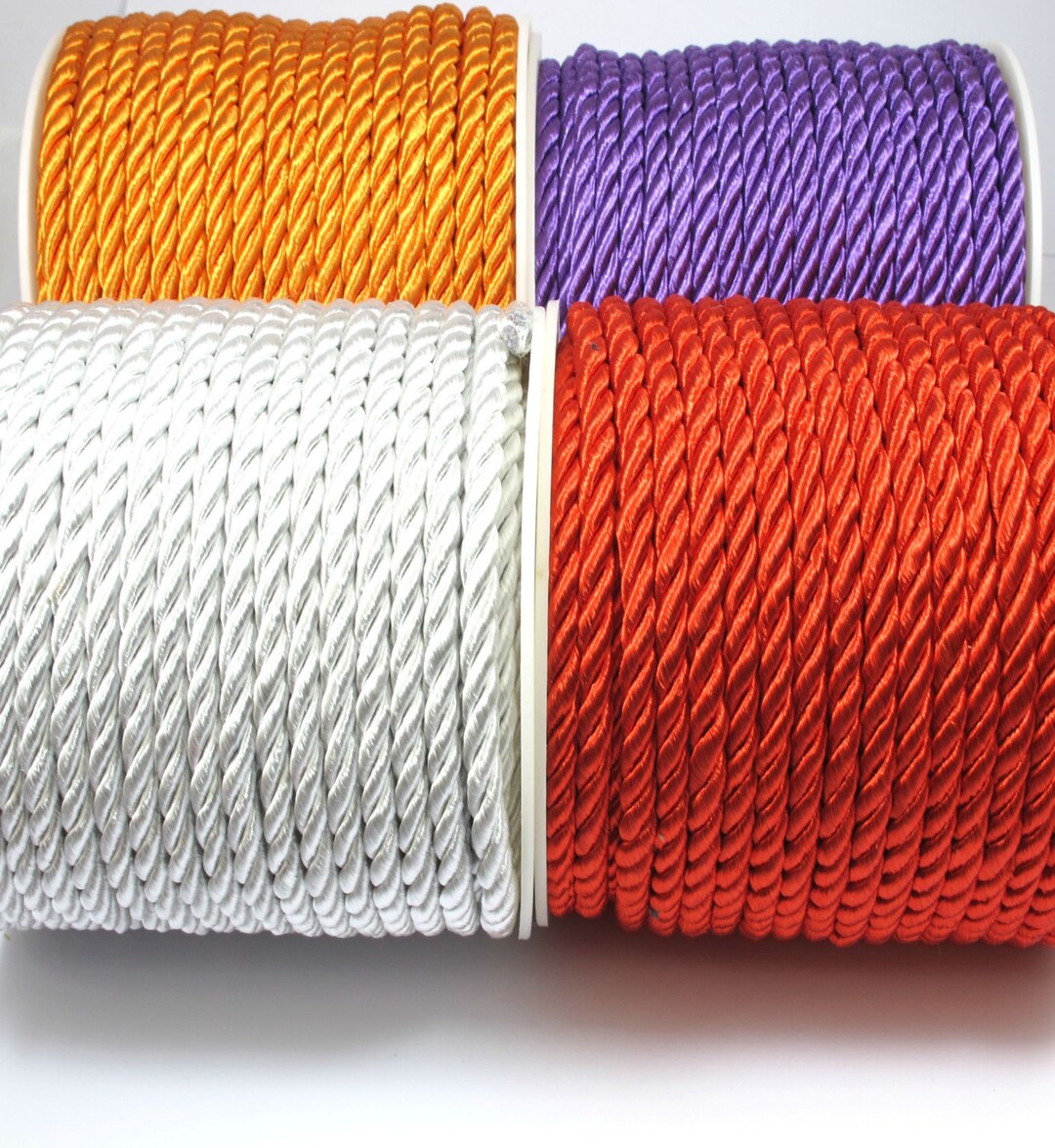 5mm Twisted Rayon Satin Rope Silk Braid Cord,golden,blue,brown,black 3 ...