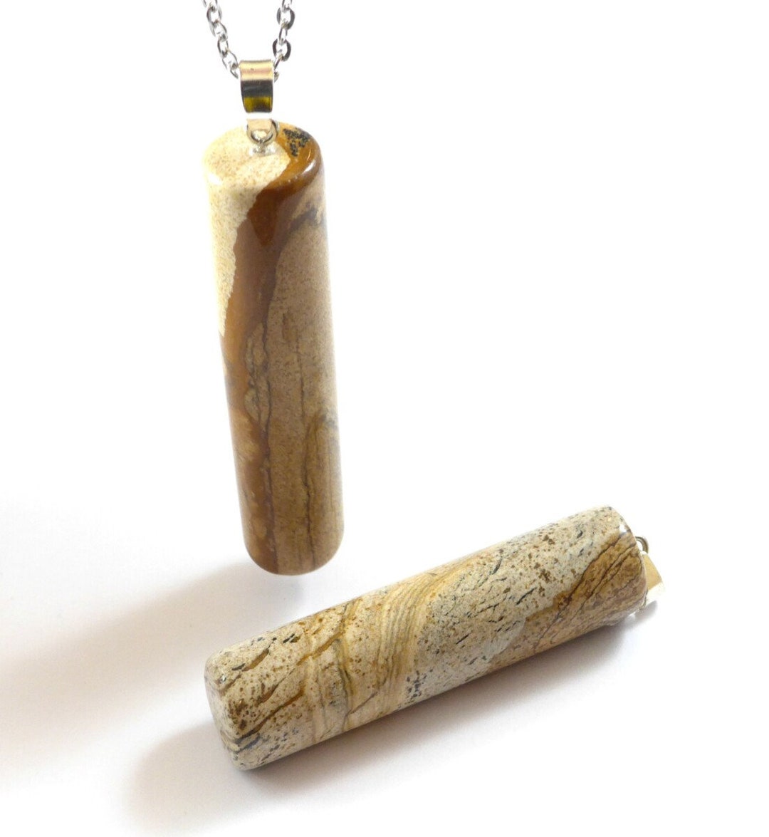 Iaspis Picasso Column Semi-precious Stone Pendant - Etsy