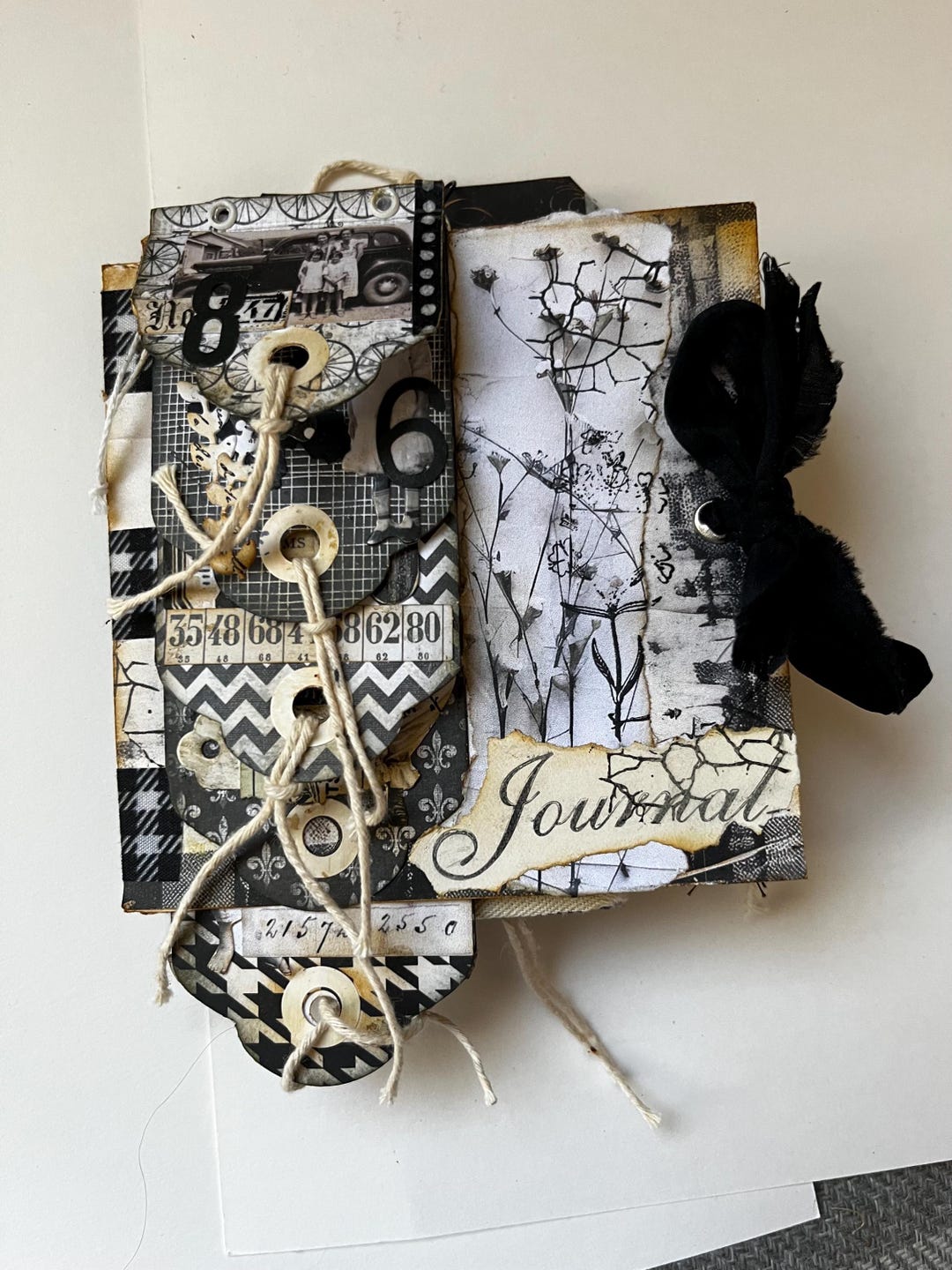 Black and White Neutral Tab Bound Junk Journal Featuring Birds Photos ...
