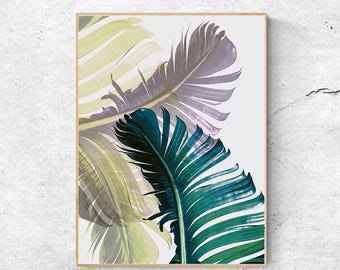 leaf print poster Botanical print download Wall art prints | Etsy