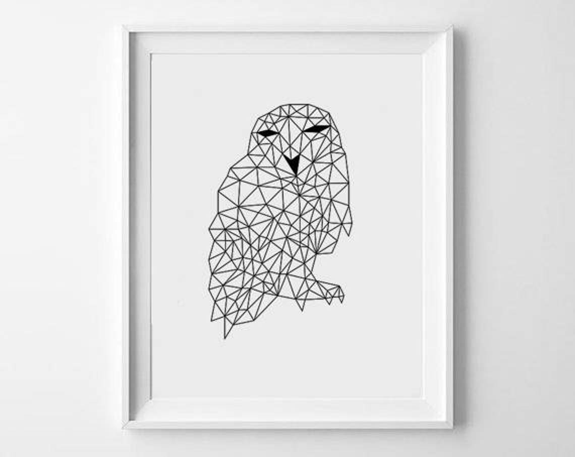 Owl Print Geometric Owl Print Geometric Nursery Art Owl - Etsy