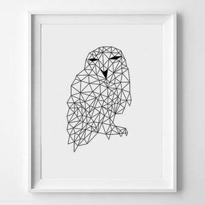 Owl Print, Geometric Owl Print, Geometric Nursery Art, Owl Printable ...