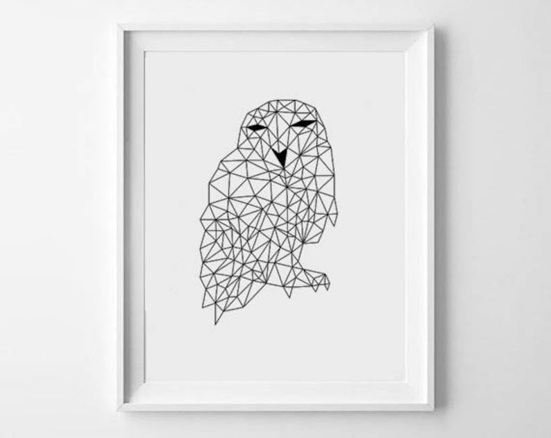 Owl Print Geometric Owl Print Geometric Nursery Art Owl - Etsy