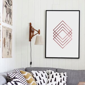 Geometric Rose Gold Printable Wall Art Prints, Abstract Digital ...