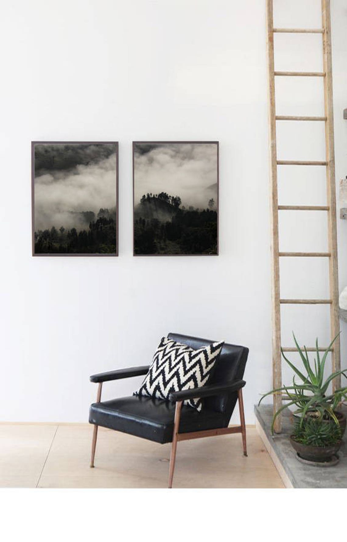 Foggy Forest Print Printable Forest Print Set of 2 Wall Art | Etsy