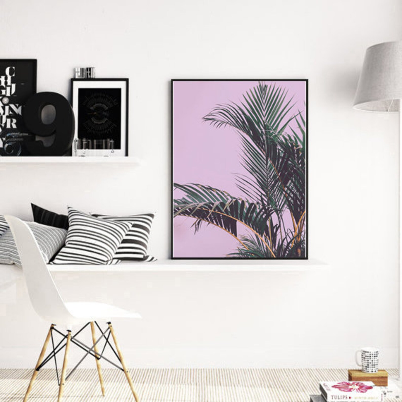 Green and Pink Leaf Print Palm Leaves Print Palm Tree Print - Etsy