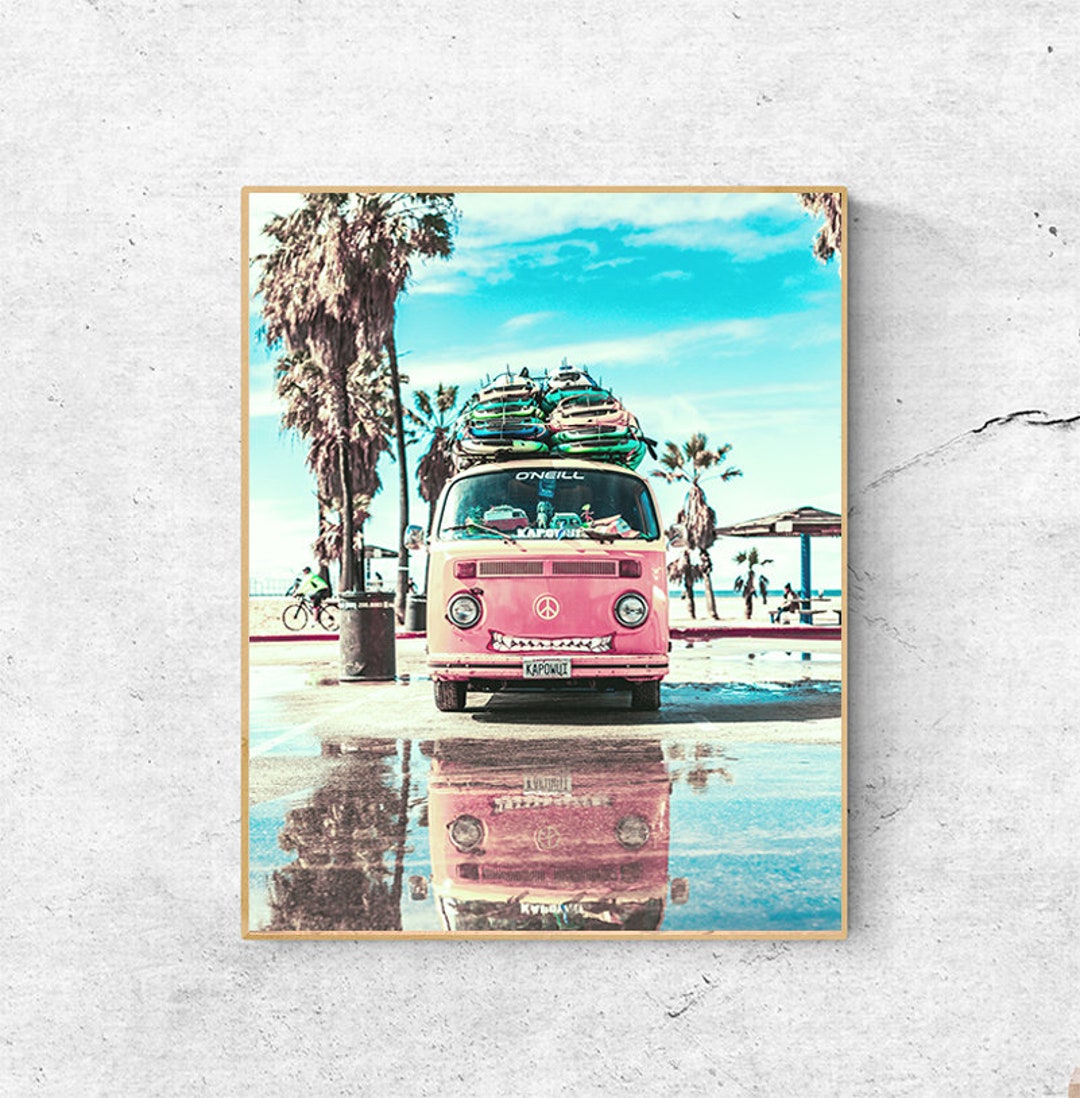 California Beach Print: Retro Combi Van Coastal Art (digital Download ...