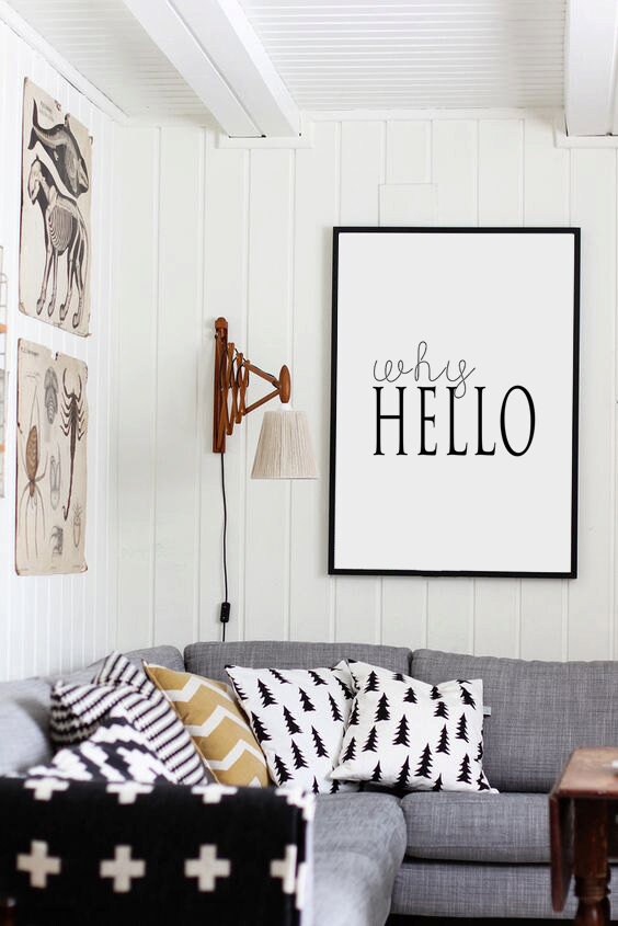 Scandinavian Print Why Hello Print Typography Print Why | Etsy