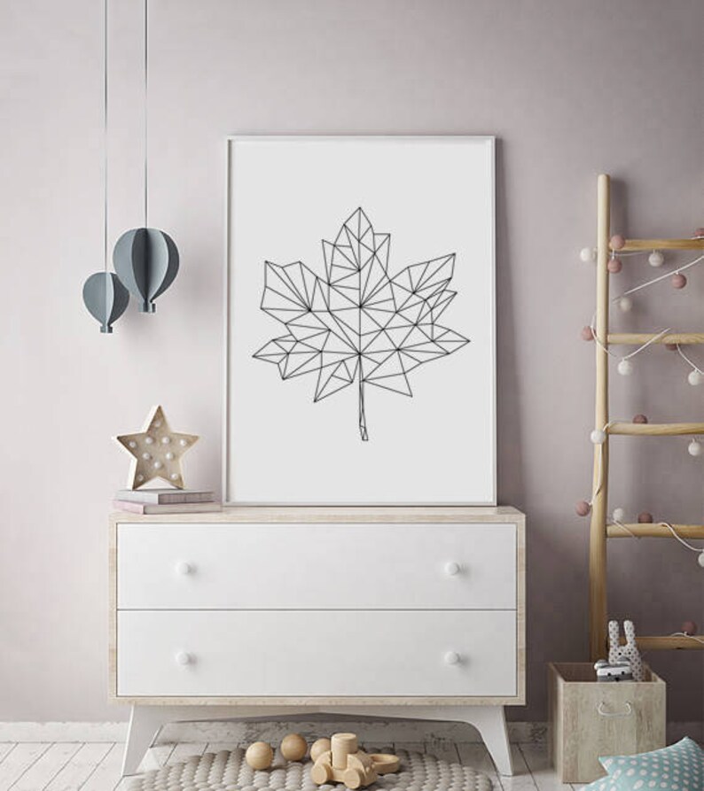 Maple Leaf Art Maple Leaf Wall Art Prints Geometric Nursery - Etsy