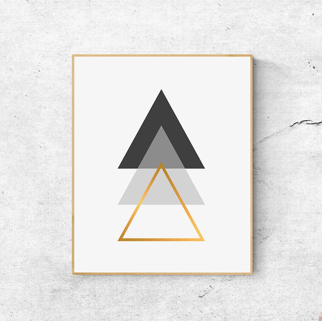 Minimalist Geometric Large Wall Art Prints, Gold Abstract Printable ...