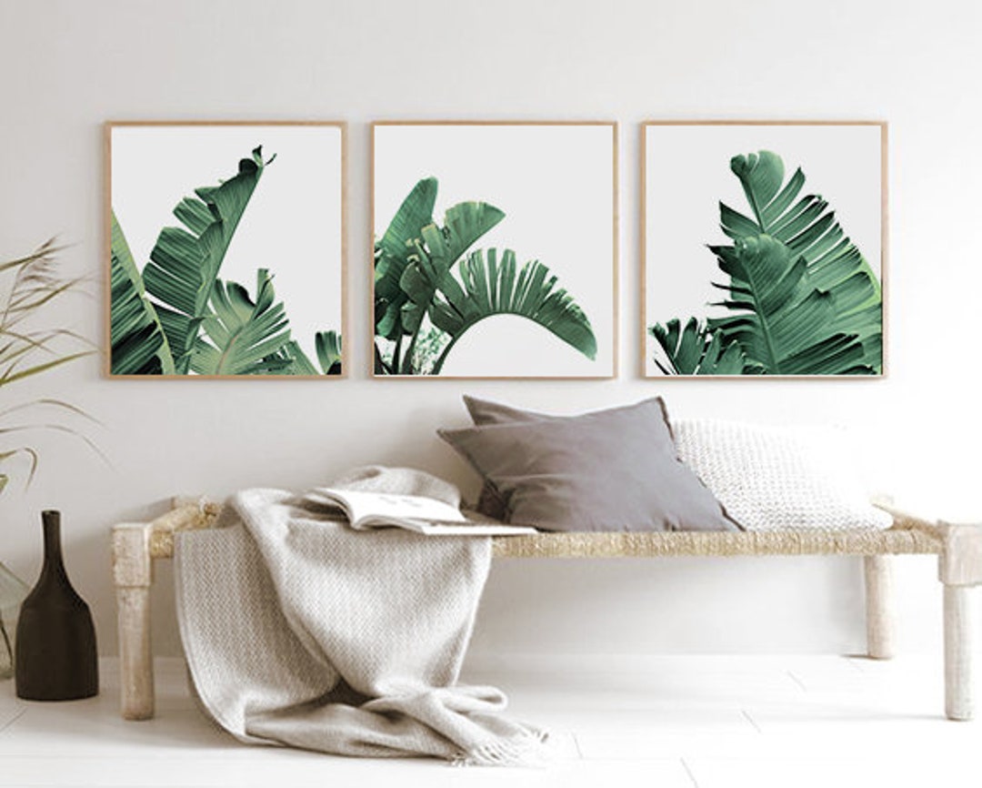 Tryptic Wall Art, 3 Panel Wall Art, Greenery Wall Art, Over Bed Wall ...