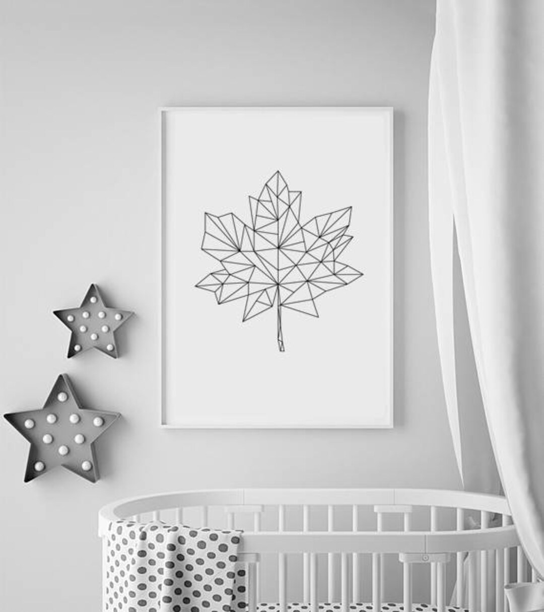 Maple Leaf Art, Maple Leaf Wall Art Prints, Geometric Nursery Art ...